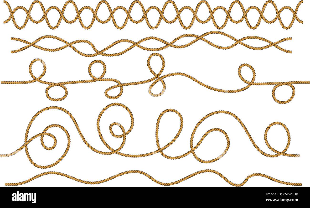 Set of seamless tangled ropes isolated on white background Stock Vector ...