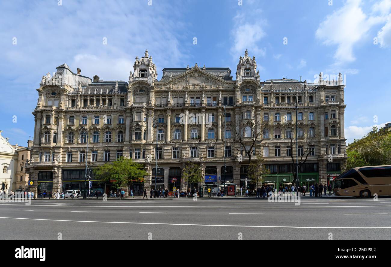 BUDAPEST, HUNGARY. Royal Tenement Palace historic building or Kiralyi ...