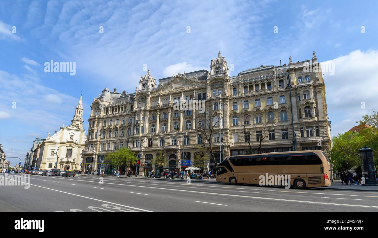 BUDAPEST, HUNGARY. Royal Tenement Palace historic building or Kiralyi ...