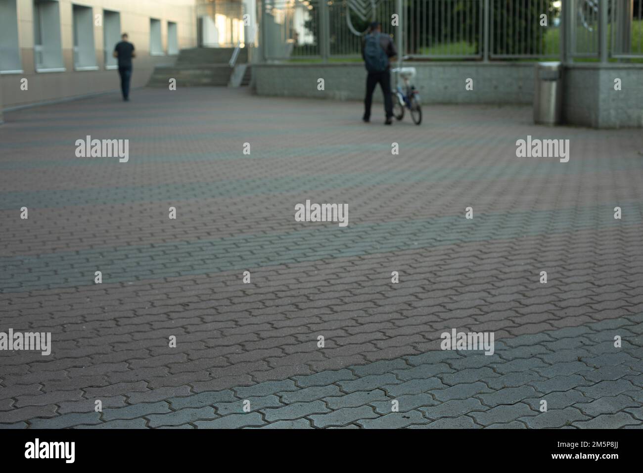 Area in city. Tile on road. Tile coating of area. Street details on ...
