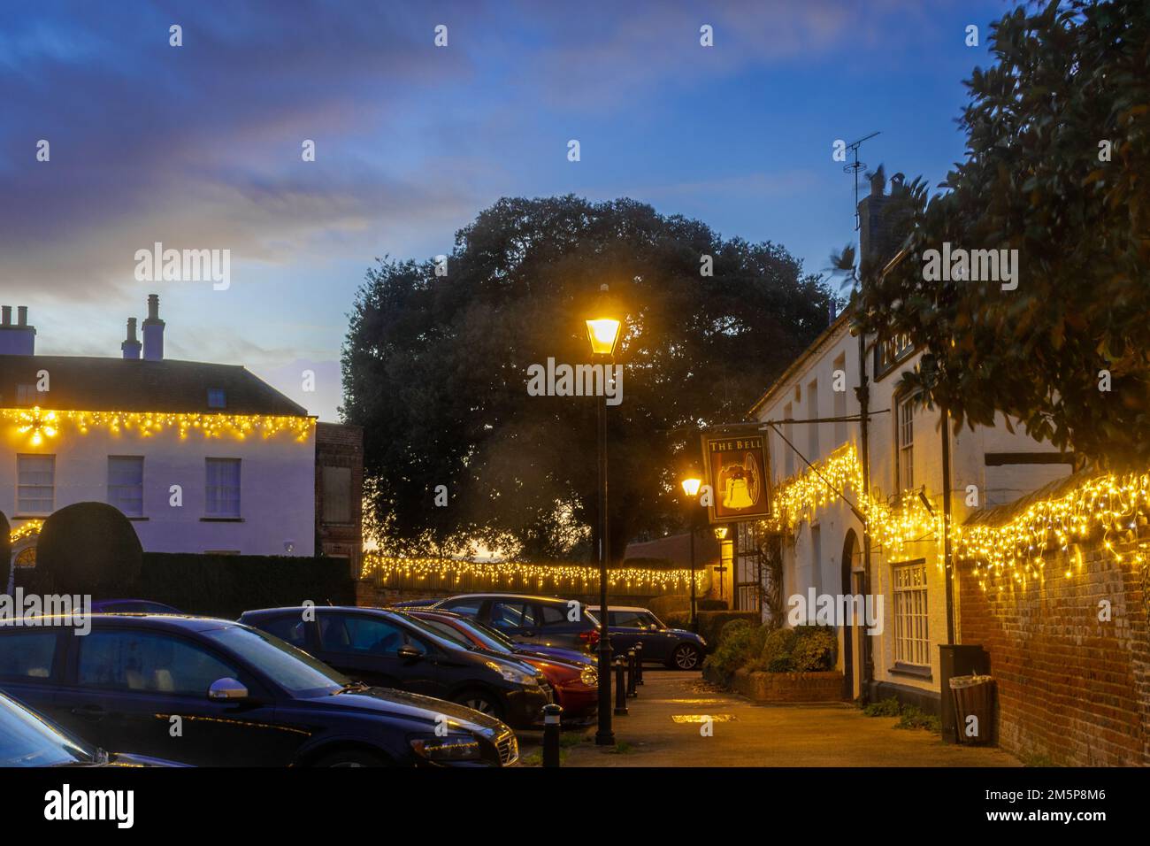 The Bury, a village square in Odiham, Hampshire, decorated with ...