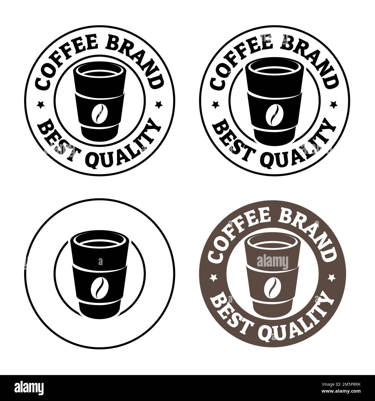 Round Paper Coffee or Tea Cup Icon with Text isolated on a White ...