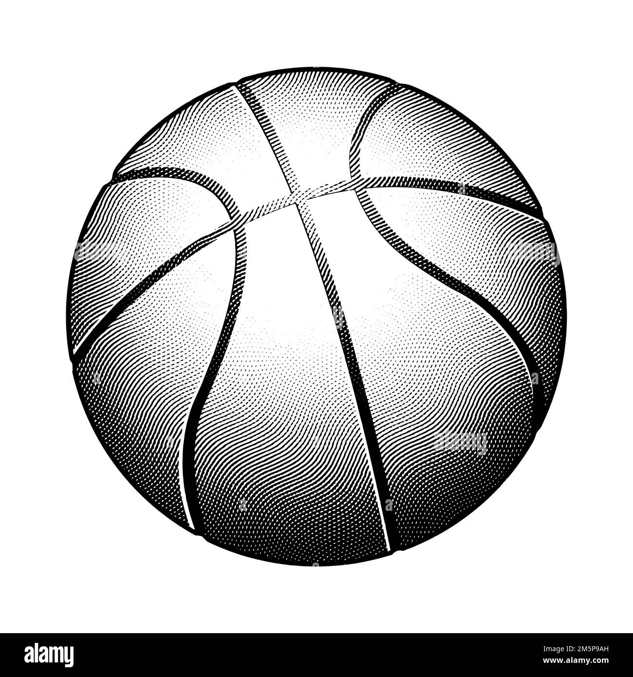 Illustration of Scratchboard Engraved Basketball Stock Photo - Alamy