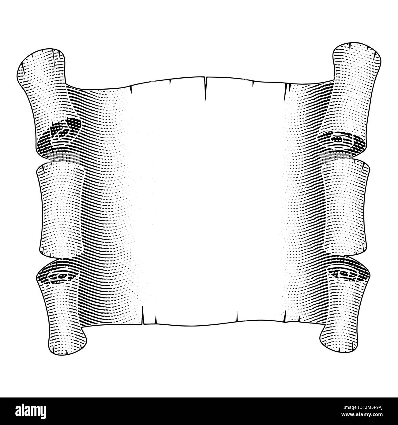 Illustration of Scratchboard Engraved Big Curled Banner isolated on a ...