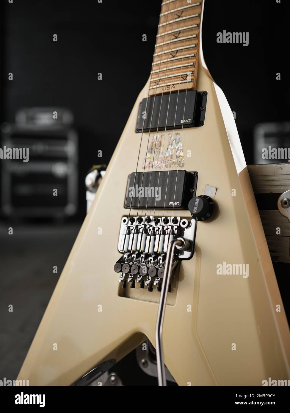 K.K. Downing's signature guitar, photographed at KK's Steel Mill ...