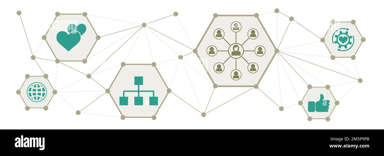 Concept of followers with connected icons Stock Photo - Alamy