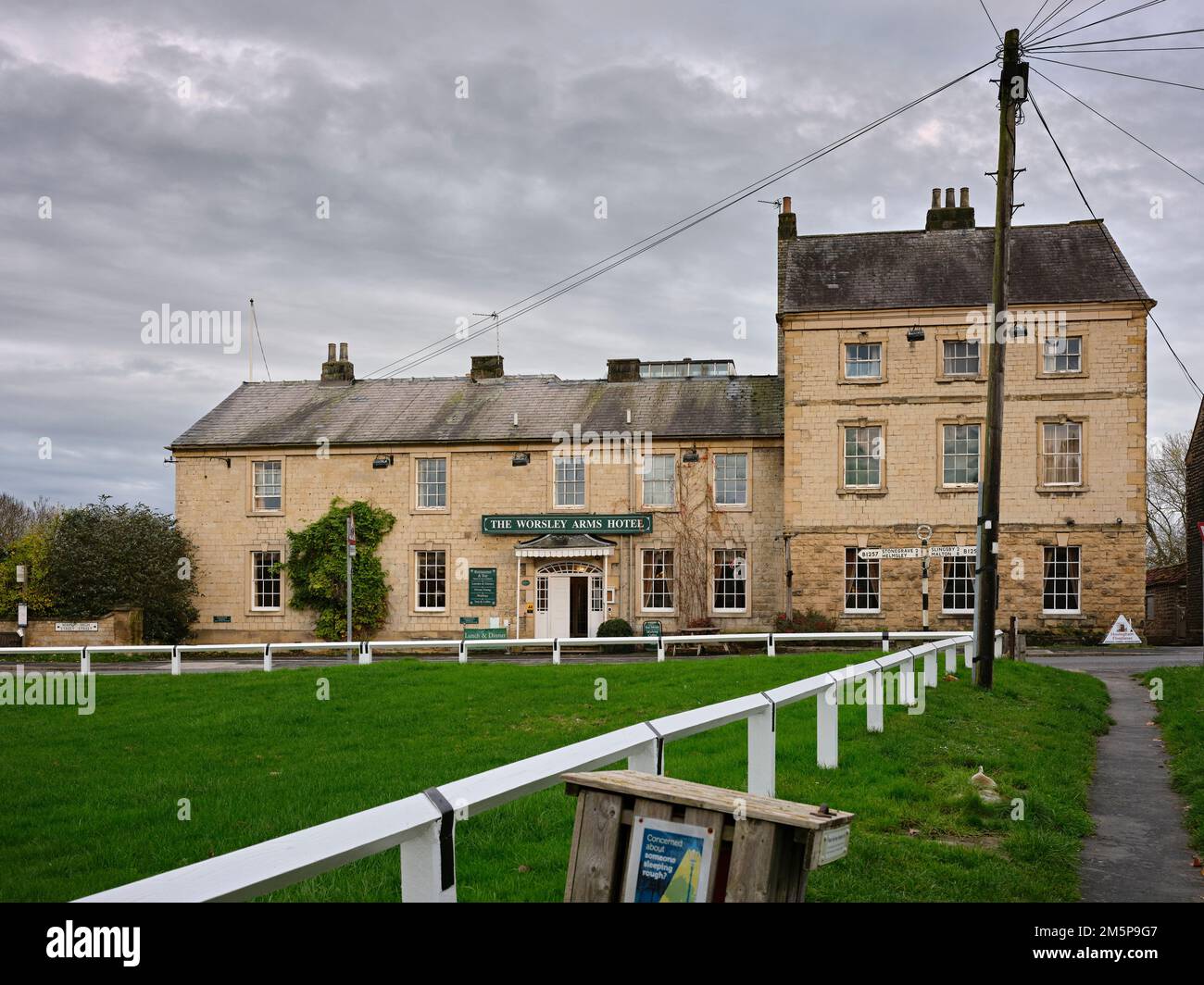 An overcast November afternoon, and The Worsley Arms Hotel on the B1257 ...