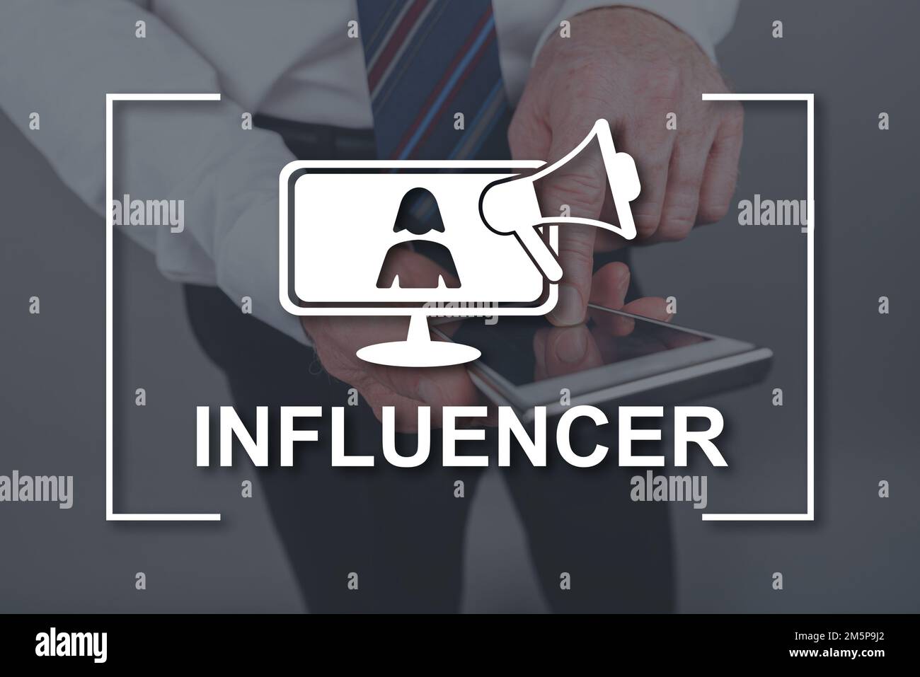 Influencer concept illustrated by a picture on background Stock Photo ...