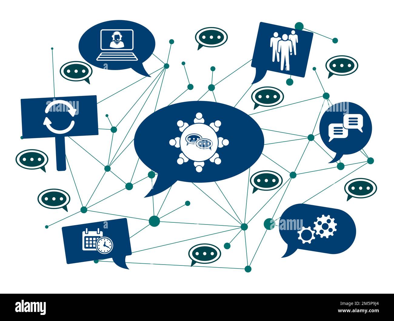 Concept of meeting with icons on speech bubbles Stock Photo - Alamy