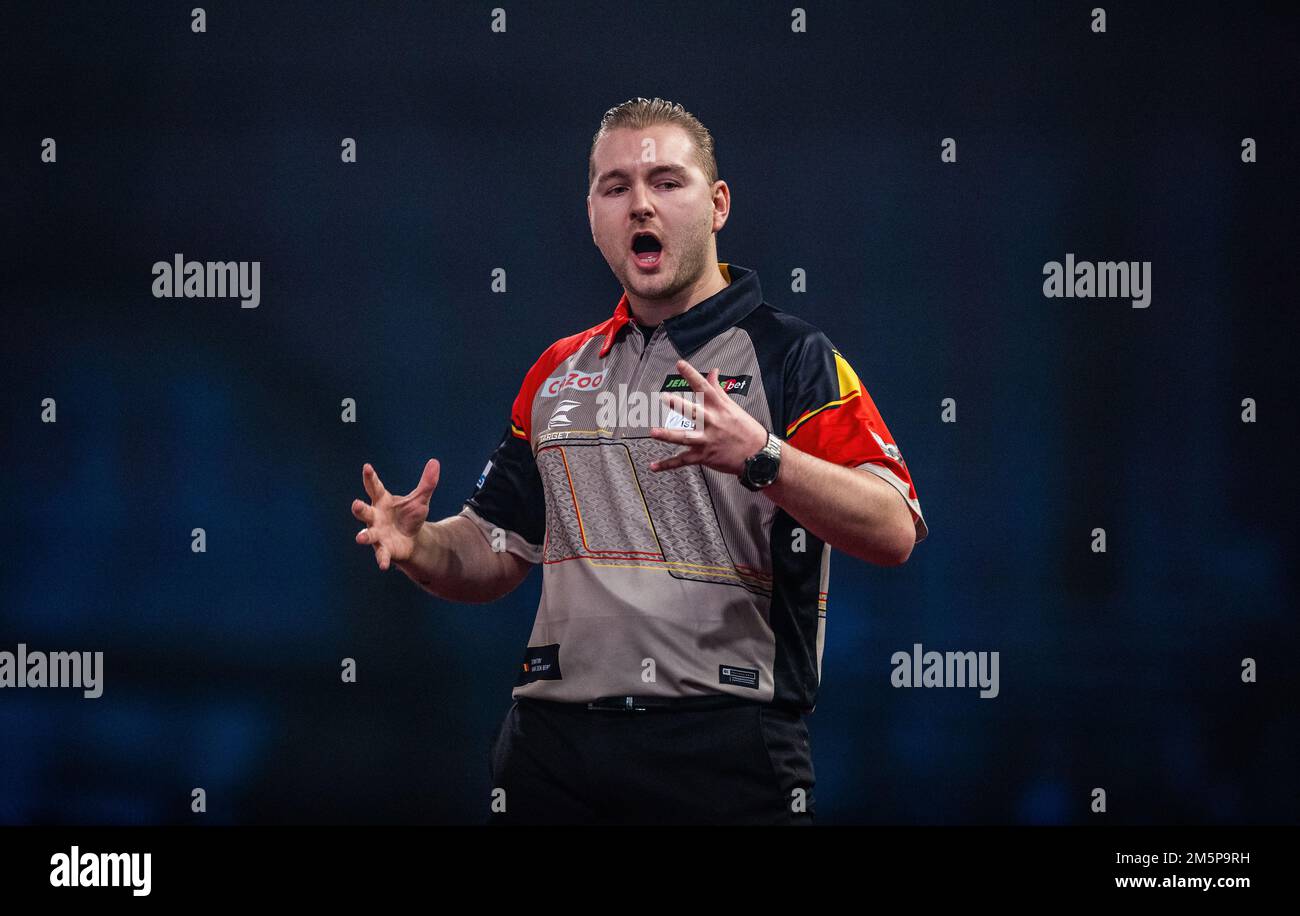 Dimitri Van den Bergh reacting during day thirteen of the Cazoo World ...