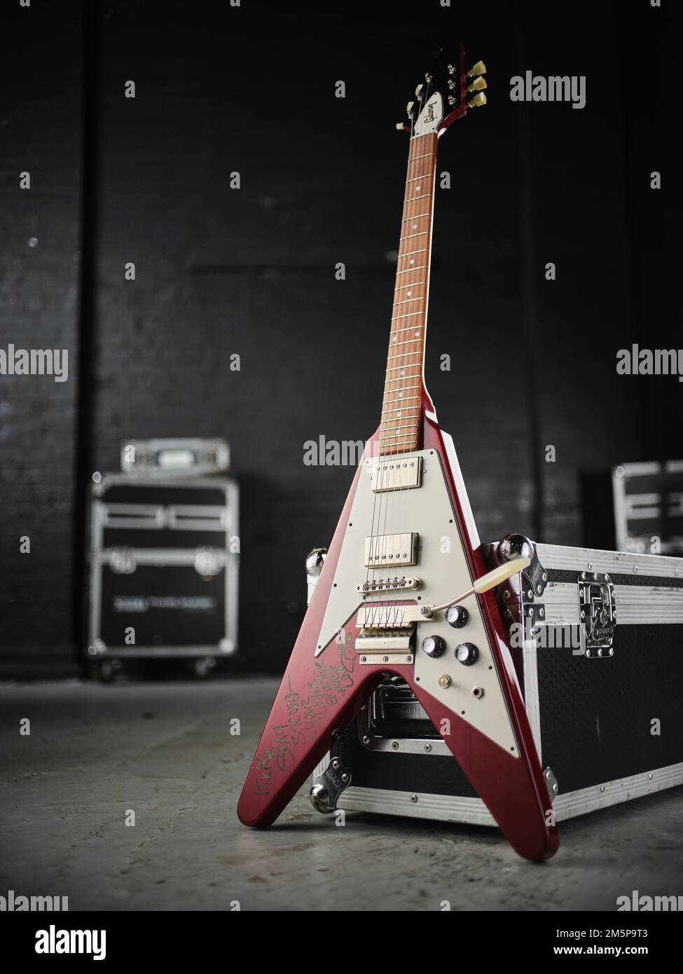 K.K. Downing's signature guitar, photographed at KK's Steel Mill ...