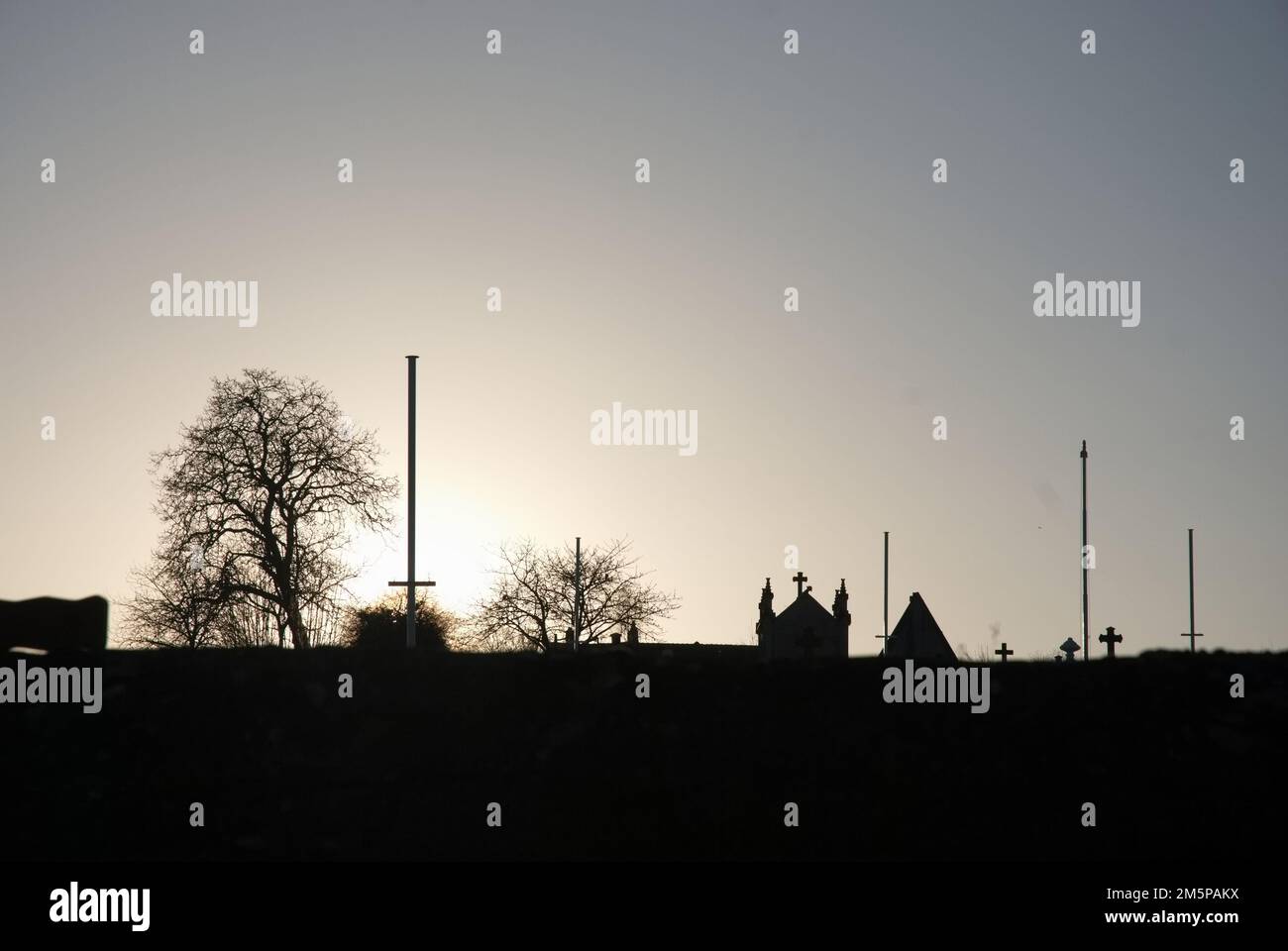 Beautiful sunsets over land and civilization Stock Photo - Alamy