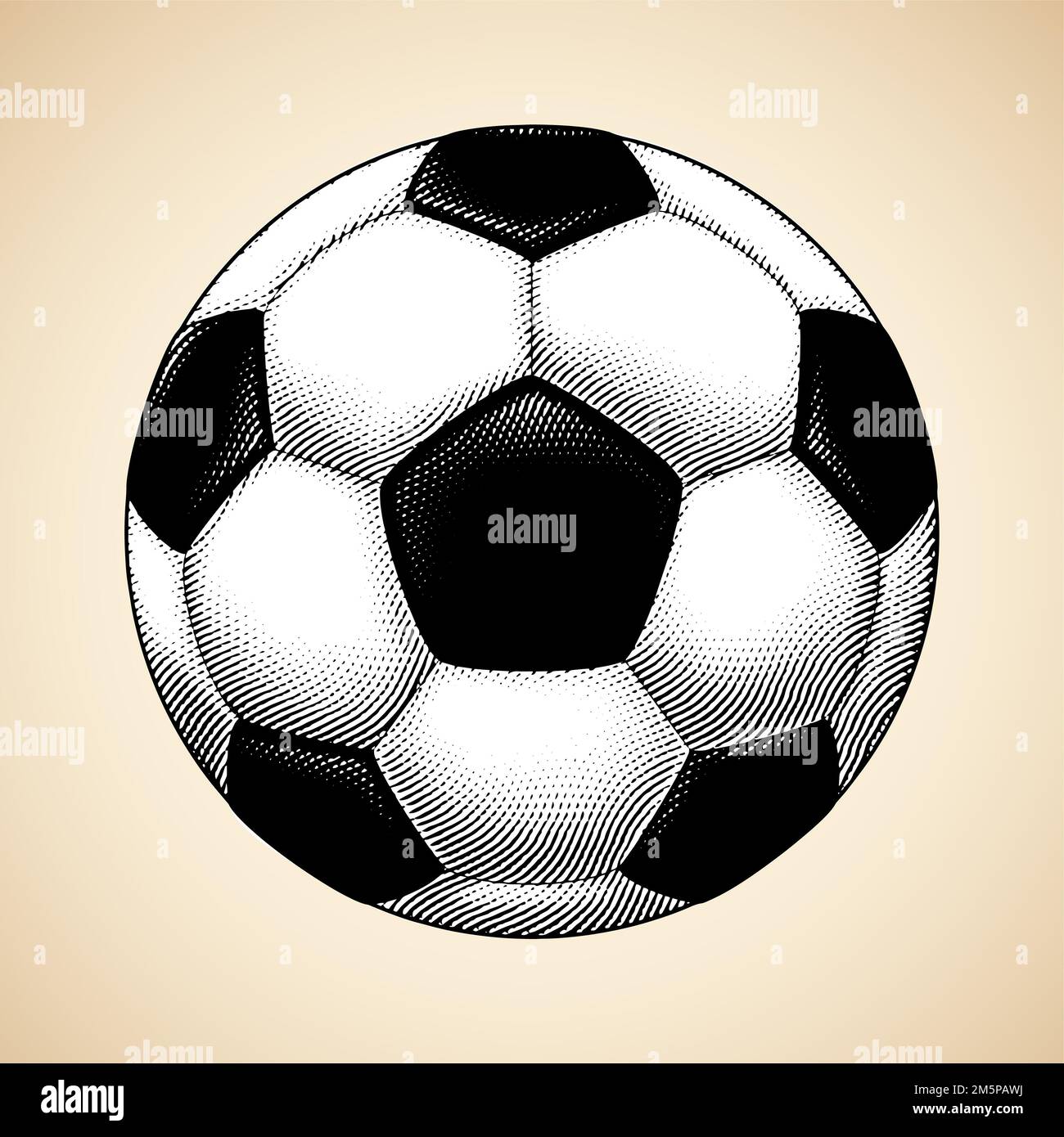 Illustration of Scratchboard Engraved Soccer Ball with White Fill Stock ...