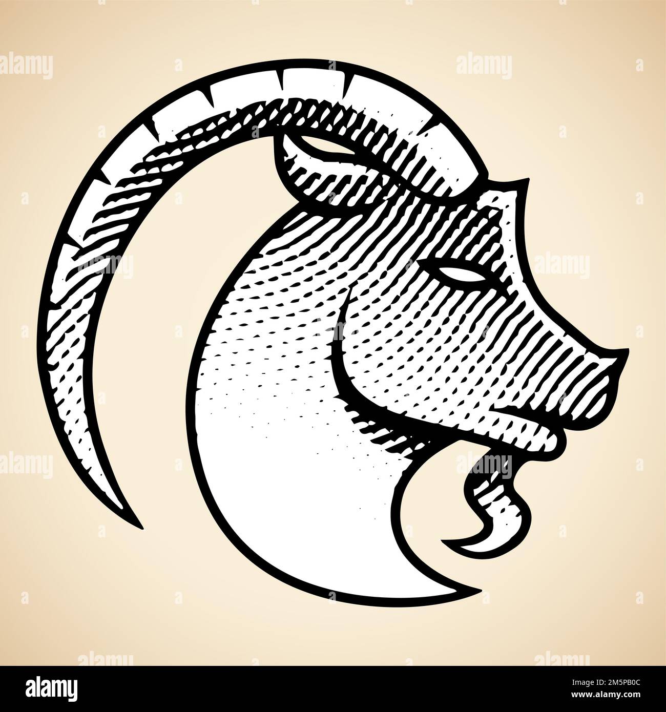 Illustration of Scratchboard Engraved Goat with White Fill isolated on ...