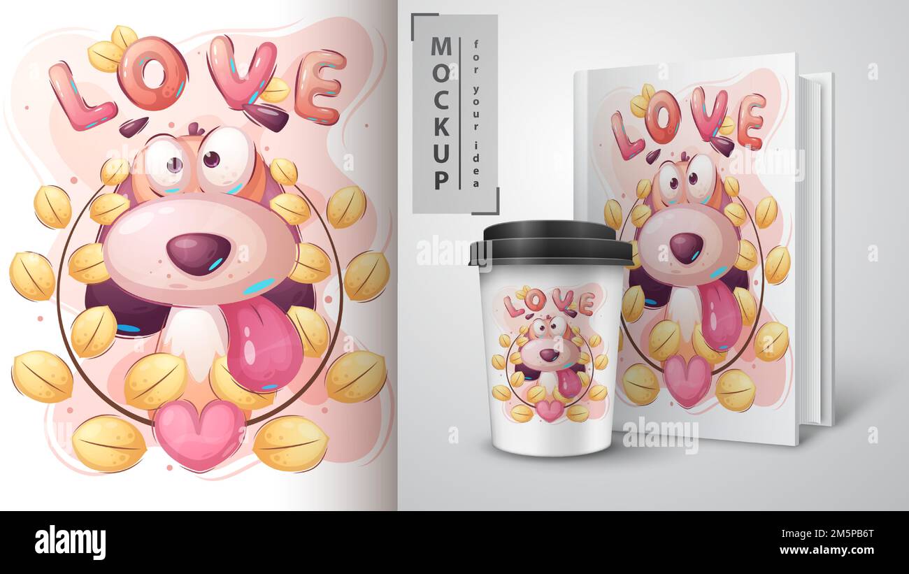 Cartoon character funny puppy dog - poster and merchandising Stock ...