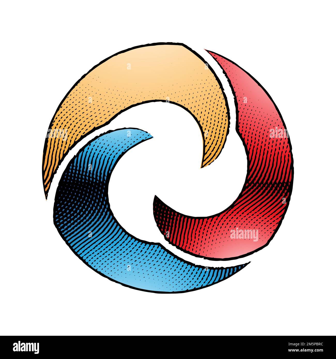 Illustration of Scratchboard Engraved Round Wavy Letter O with Colorful ...