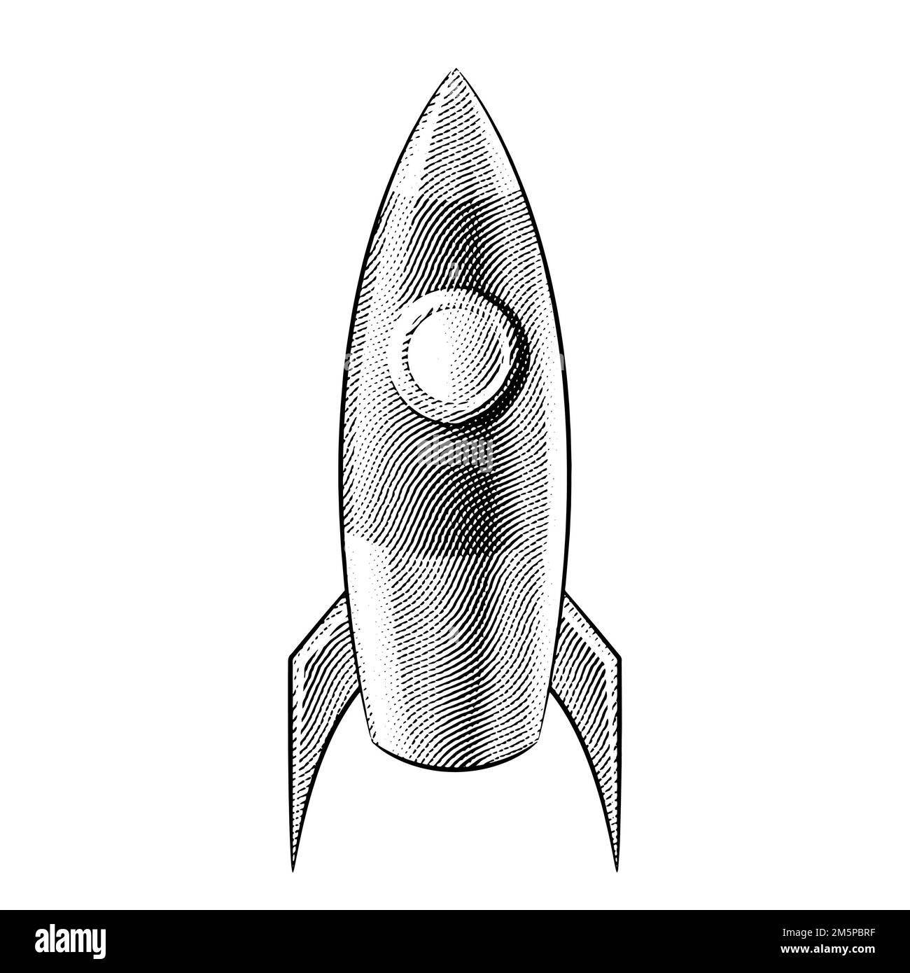 Illustration of Scratchboard Engraved Rocket Stock Photo - Alamy