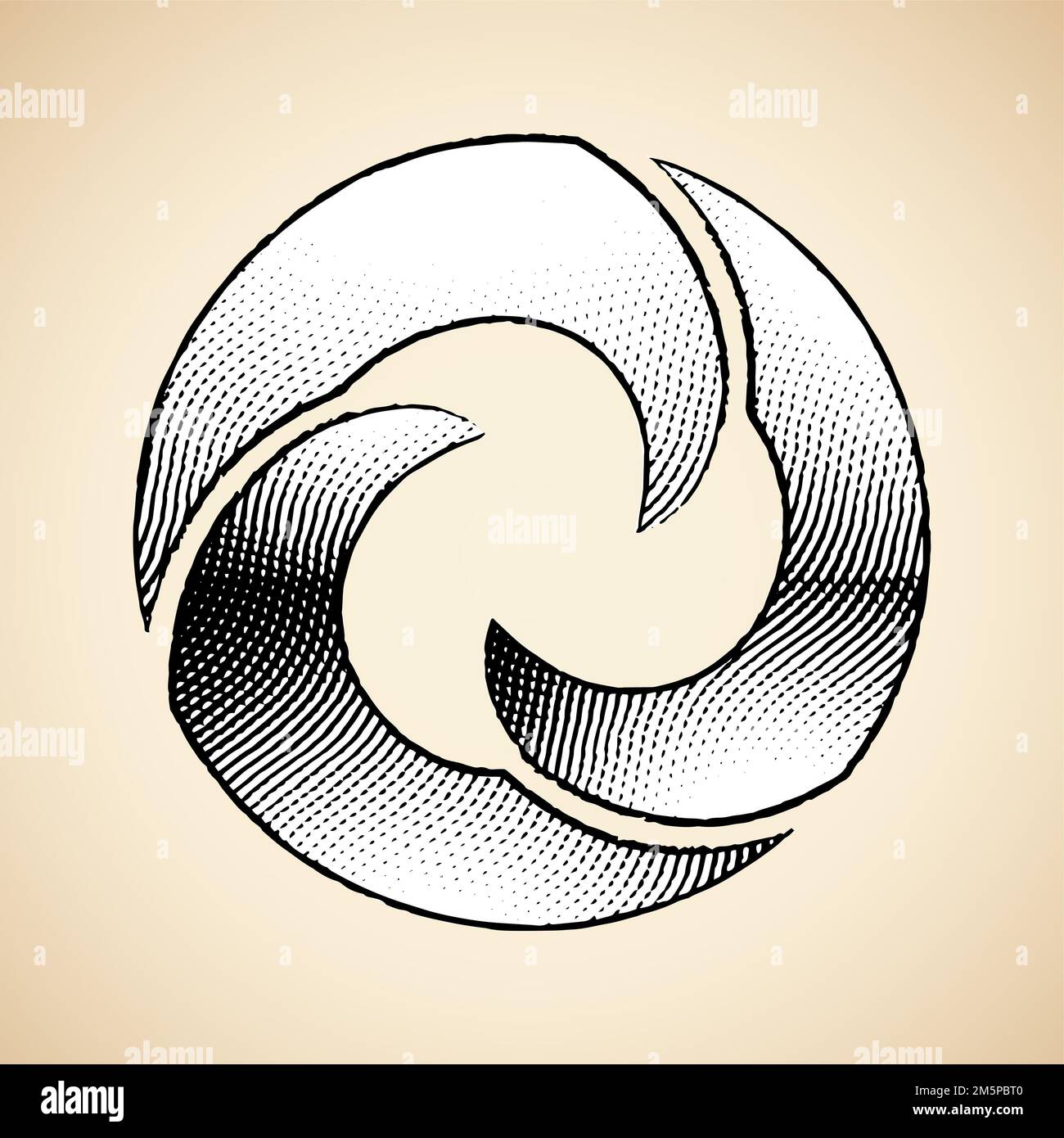Illustration of Scratchboard Engraved Round Wavy Letter O with White ...