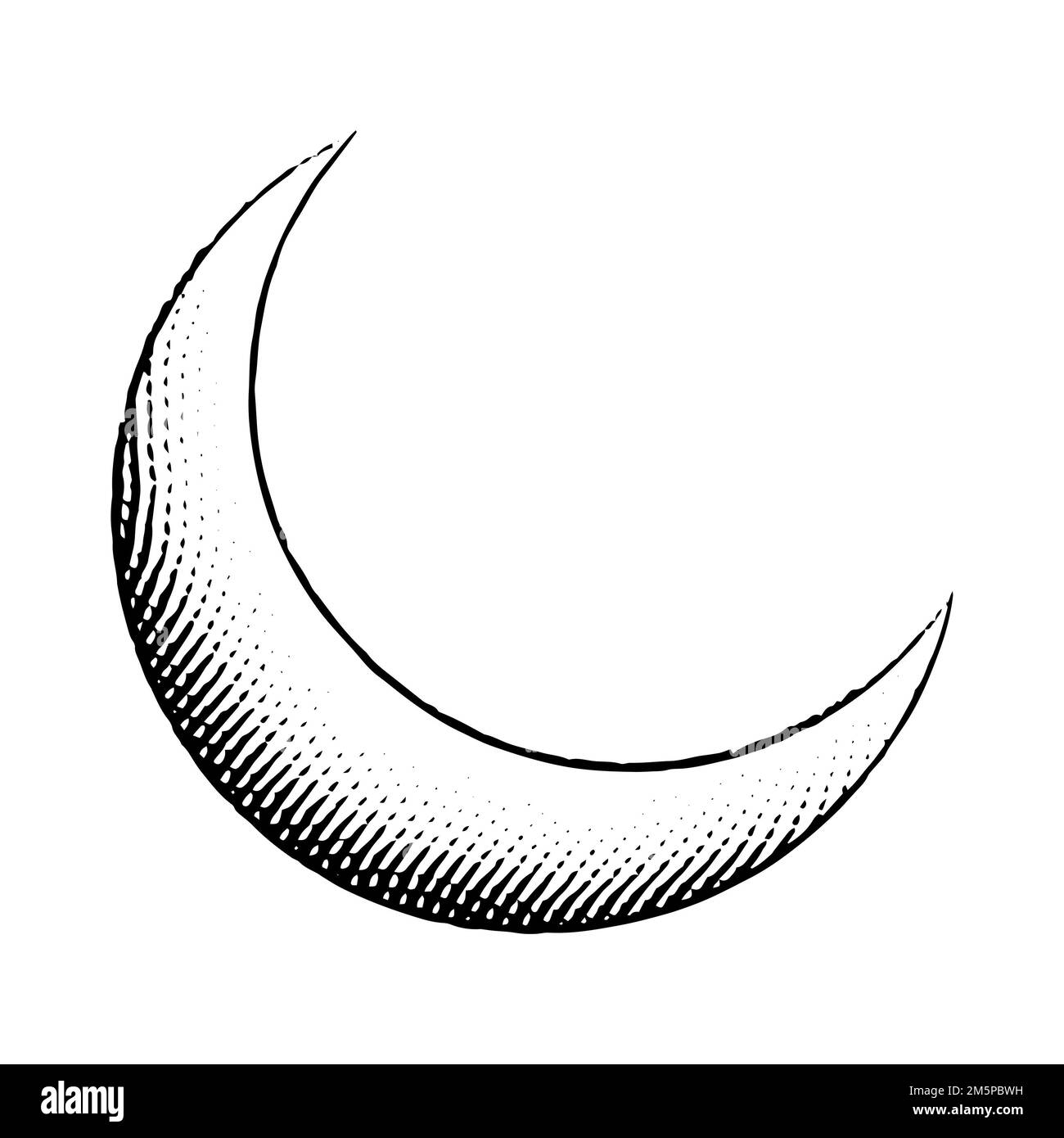 Illustration of Scratchboard Engraved Icon of Moon isolated on a White ...