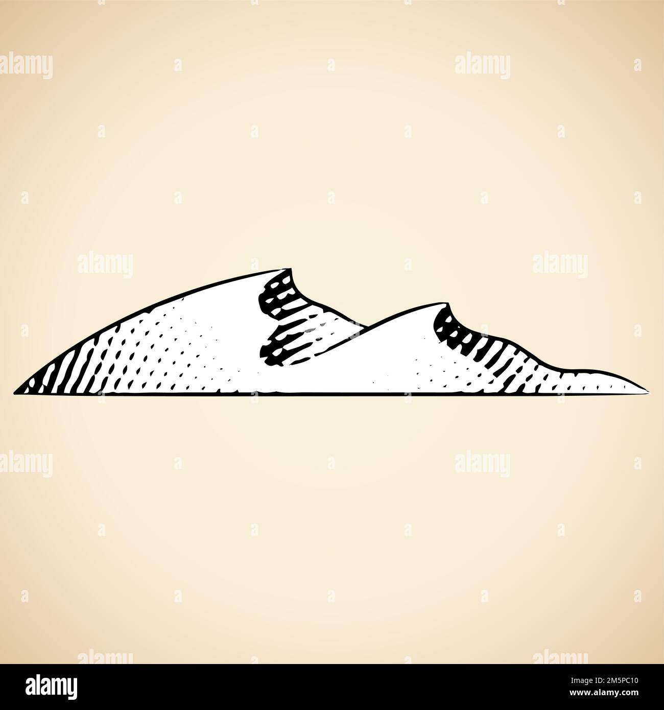 Scratchboard Engraving of Dunes with White Fill isolated on a White ...