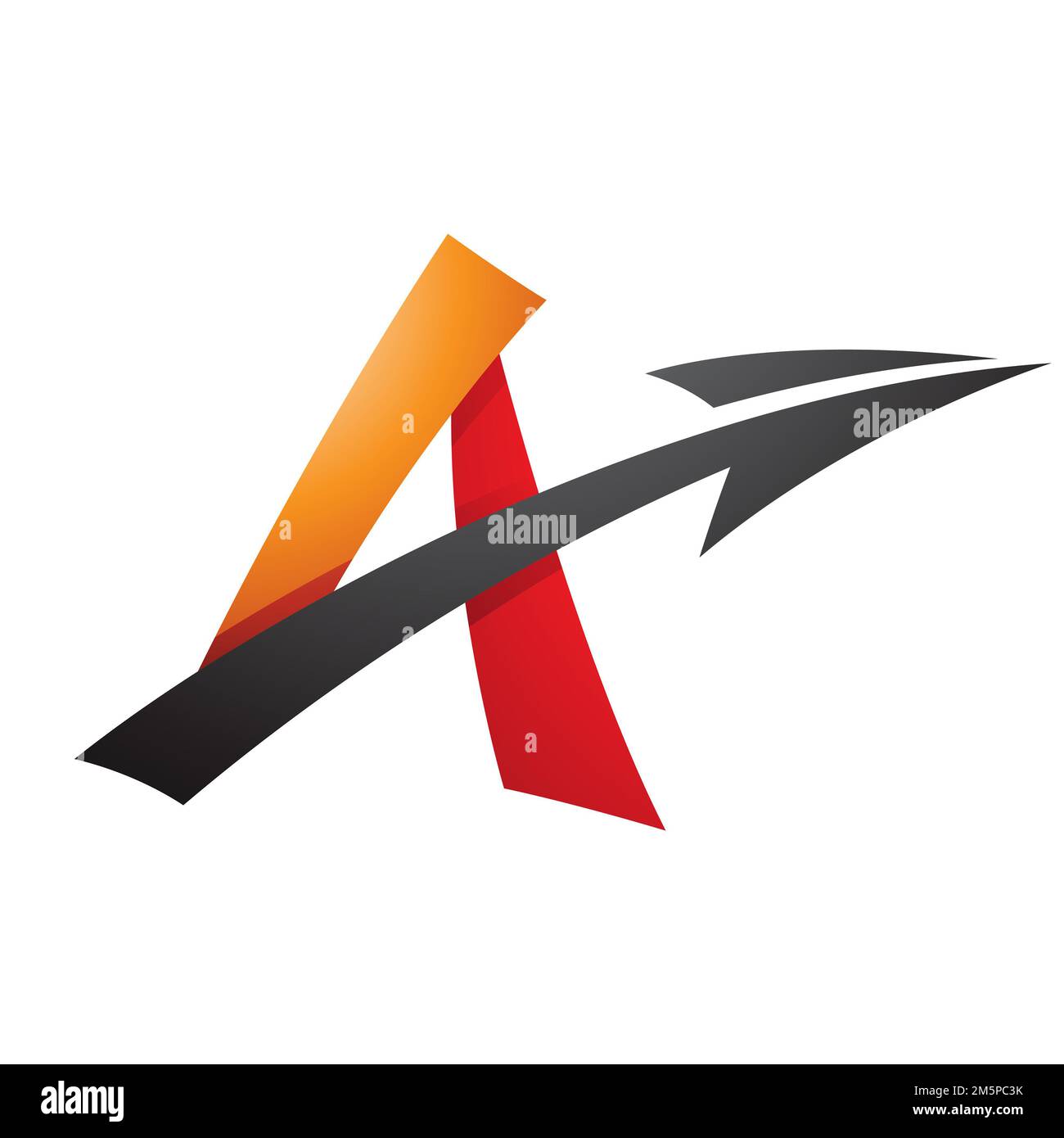 Illustration of Shaded Freestyle Letter A with an Arrow in Red Orange ...