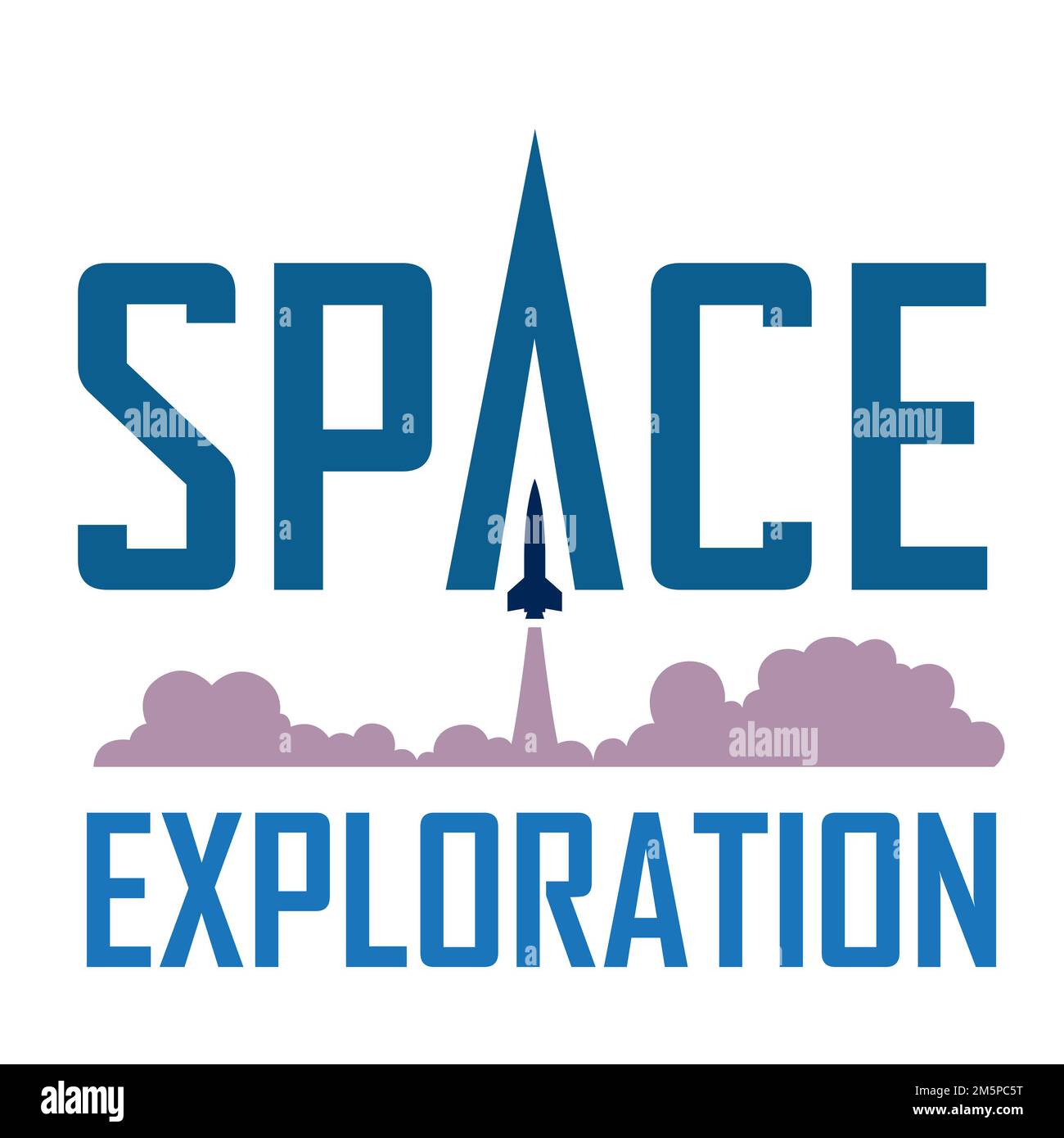 Illustration of Space Exploration Logo with Blue Text Stock Photo - Alamy
