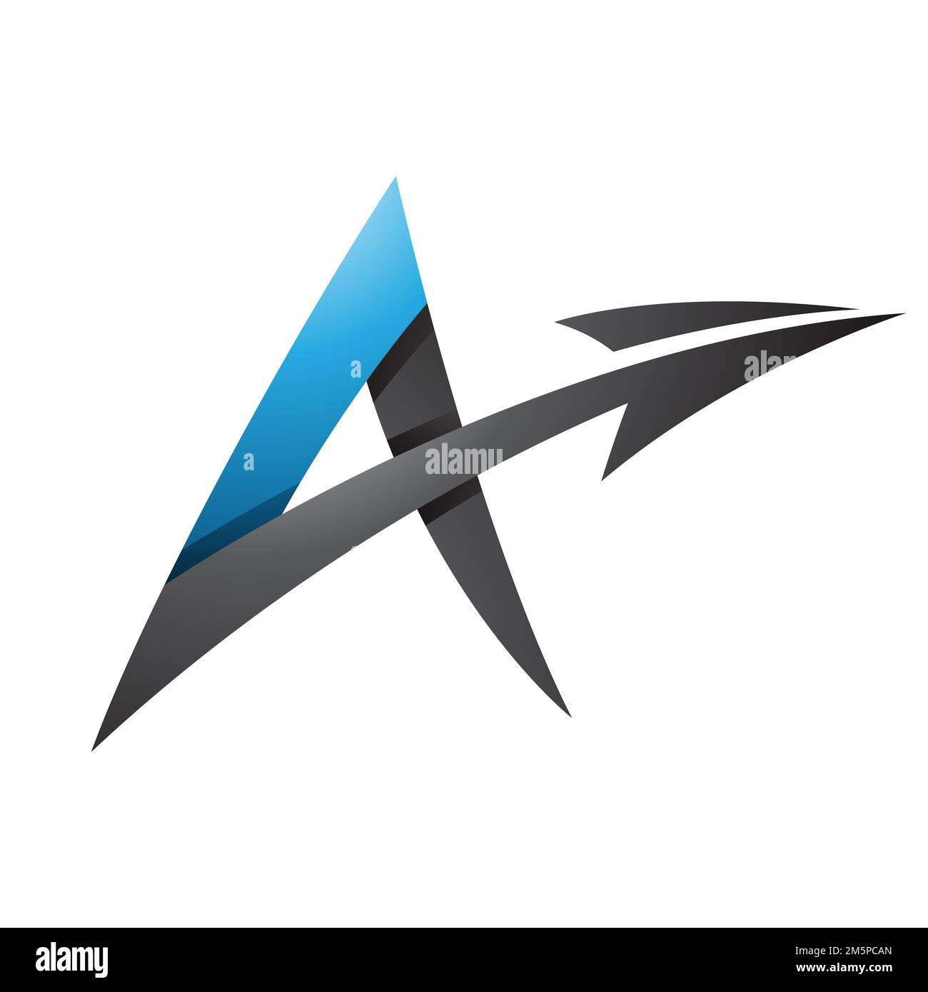 Illustration of Spiky Shaded Letter A with a Diagonal Arrow in Black ...