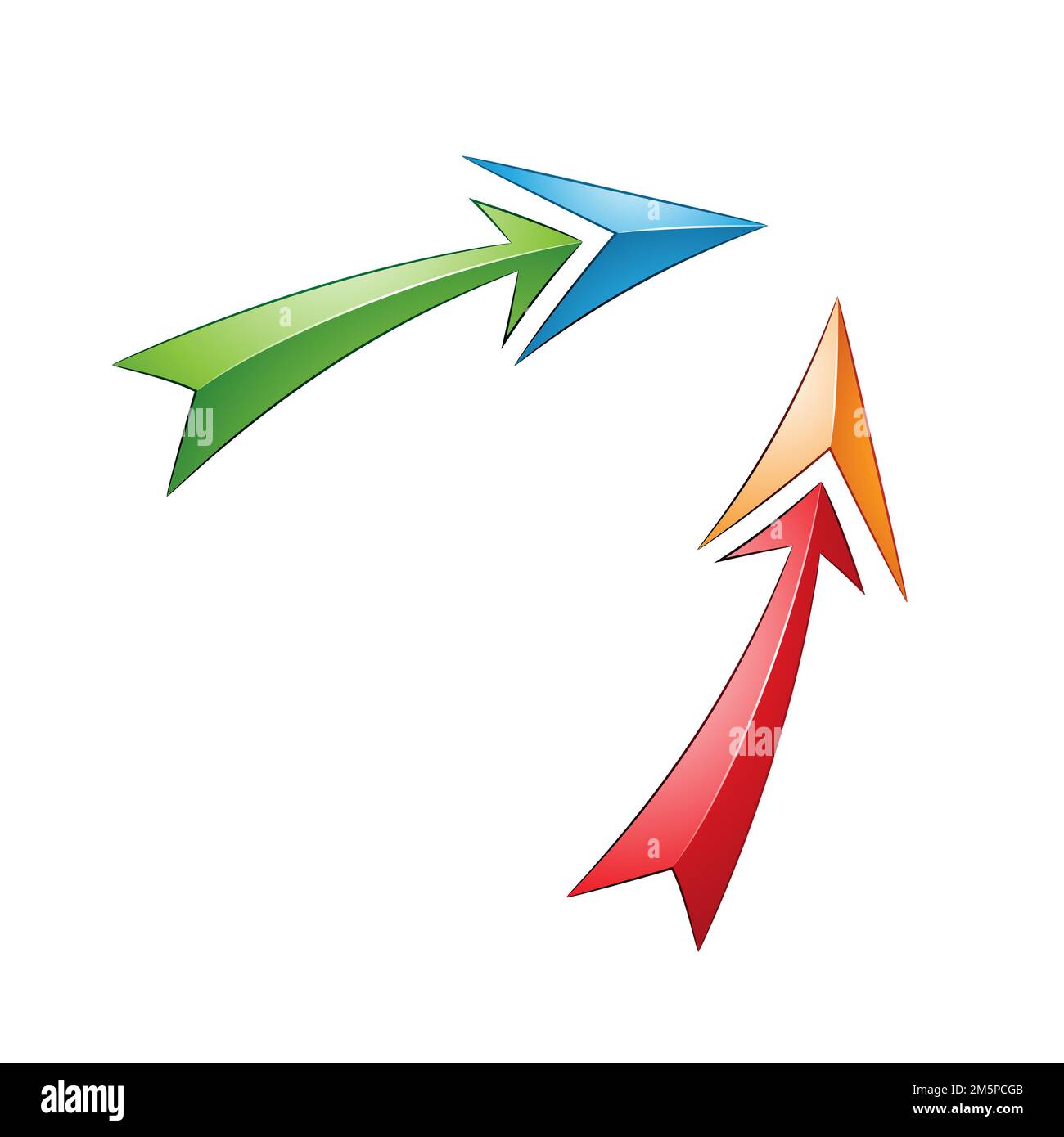 Illustration of Up Facing Green and Red Arrows isolated on a White ...