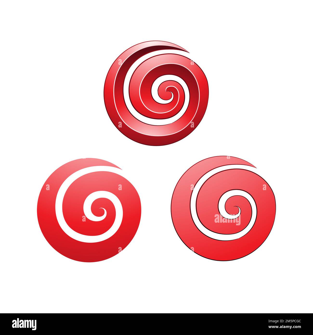 Illustration of Swirly Round Red Shapes isolated on a White Background ...