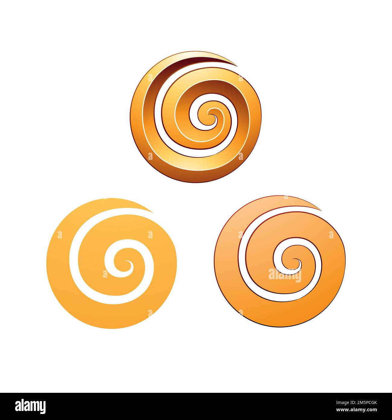 Illustration of Swirly Round Orange Shapes isolated on a White ...