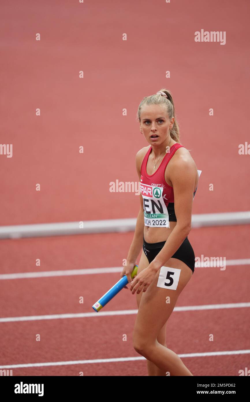 Denmark Women's 4x100m Relay (Mette Graversgaard). Eurocup Munich 2022 ...
