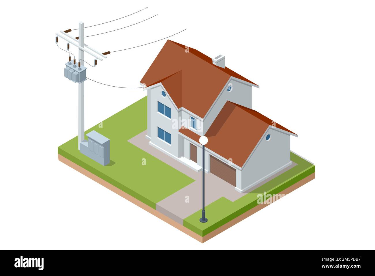 Isometric Transformer . Electric Energy Factory Distribution Chain ...