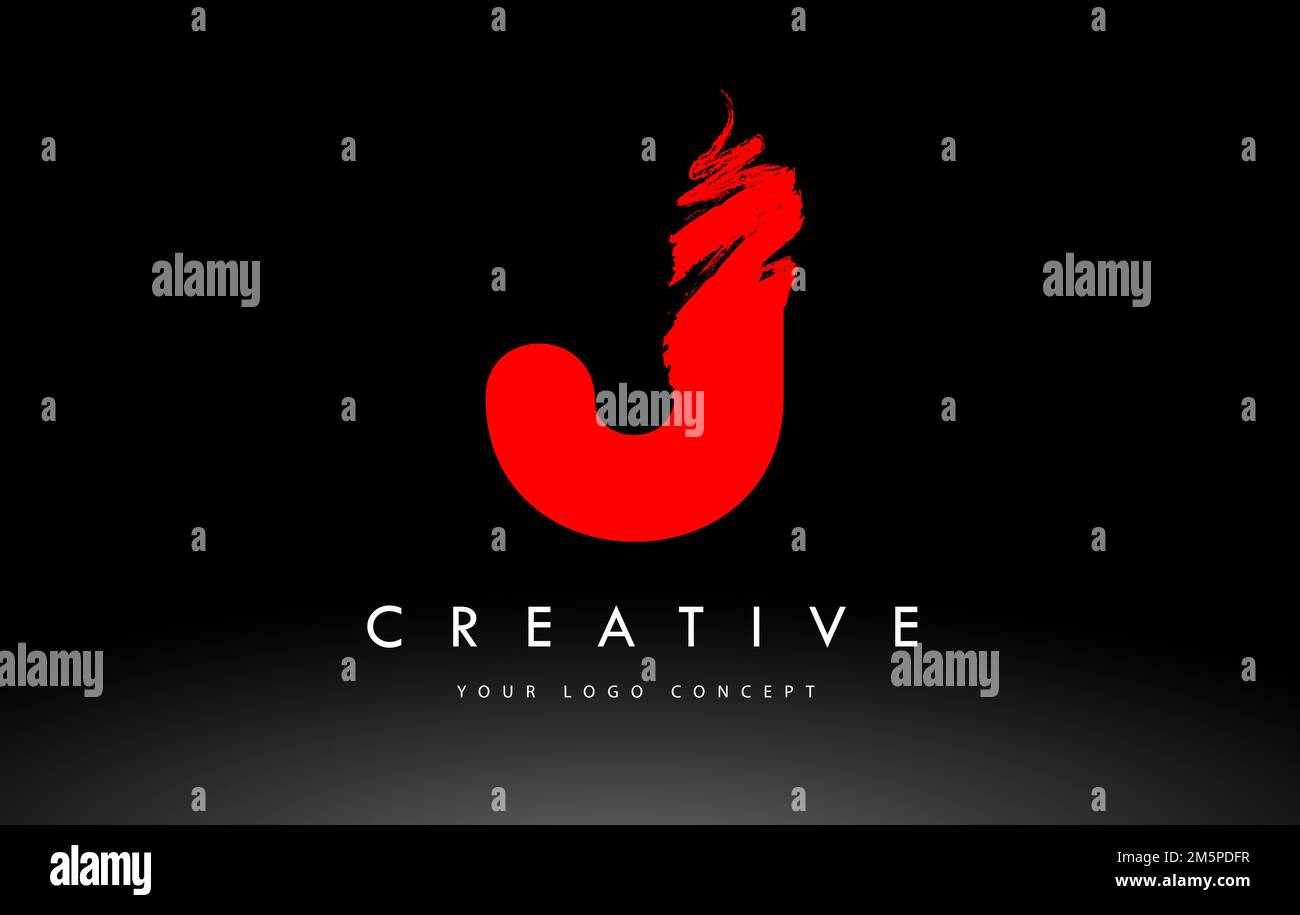 J Brushed Letter Logo. Red Brush Letters design with Artistic Brush ...