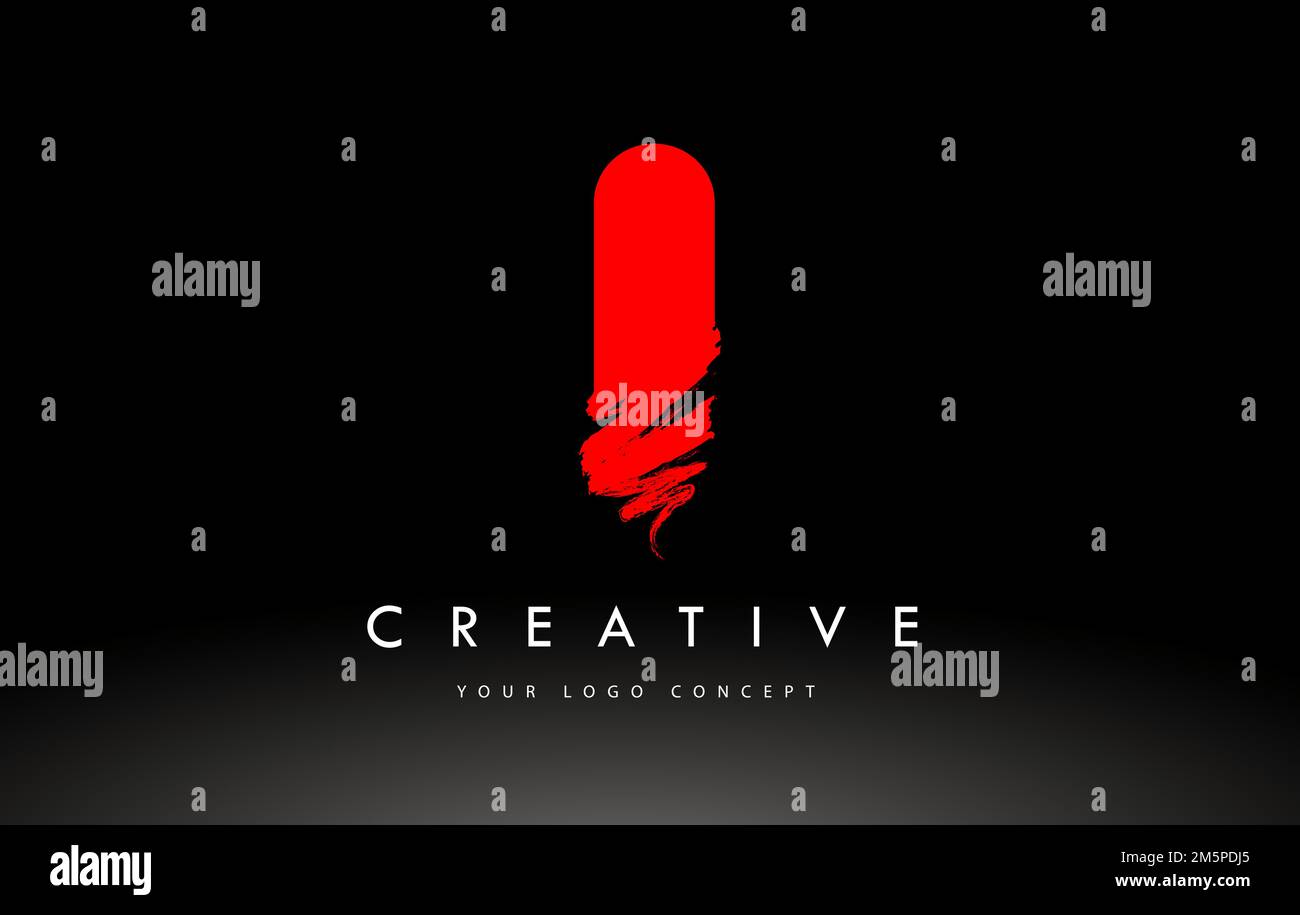 I Brushed Letter Logo. Red Brush Letters design with Artistic Brush ...