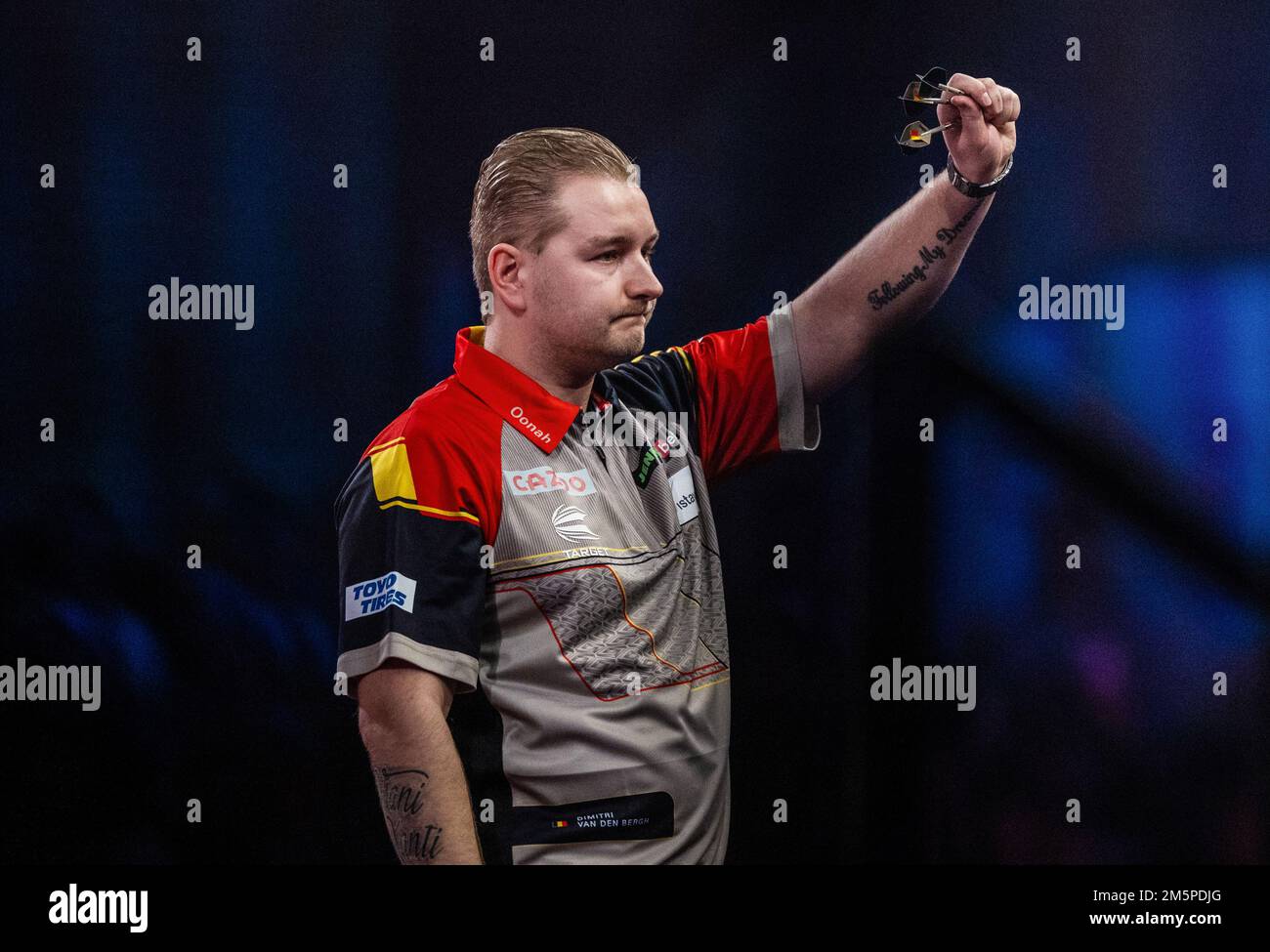 Dimitri Van den Bergh after winning his match during day thirteen of ...