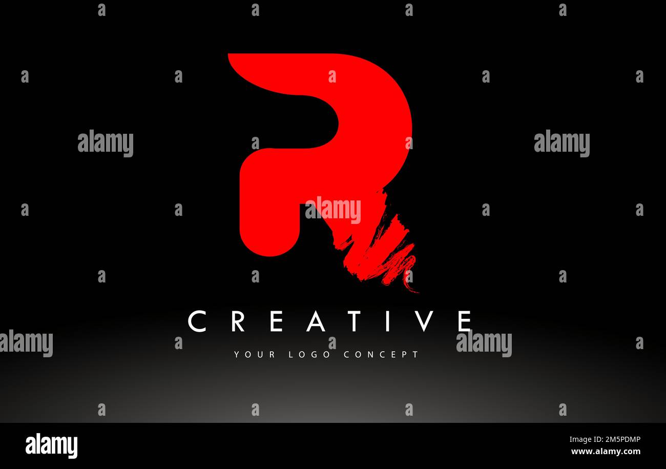 R Brushed Letter Logo. Red Brush Letters design with Artistic Brush ...