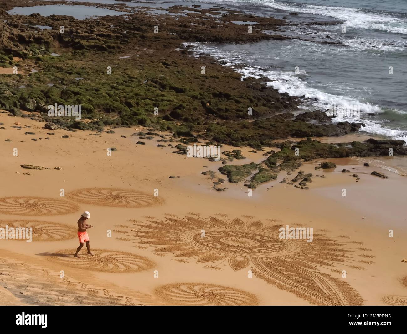 Beautiful beach sand mandala in Albufeira in Portugal Praia Maria Luisa ...