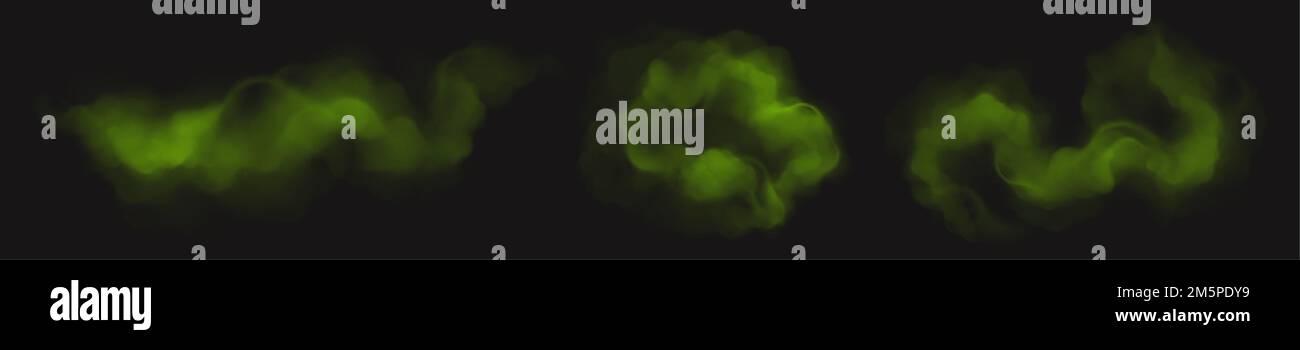 Realistic green smoke, stink, bad smell or poison gas clouds. Chemical ...
