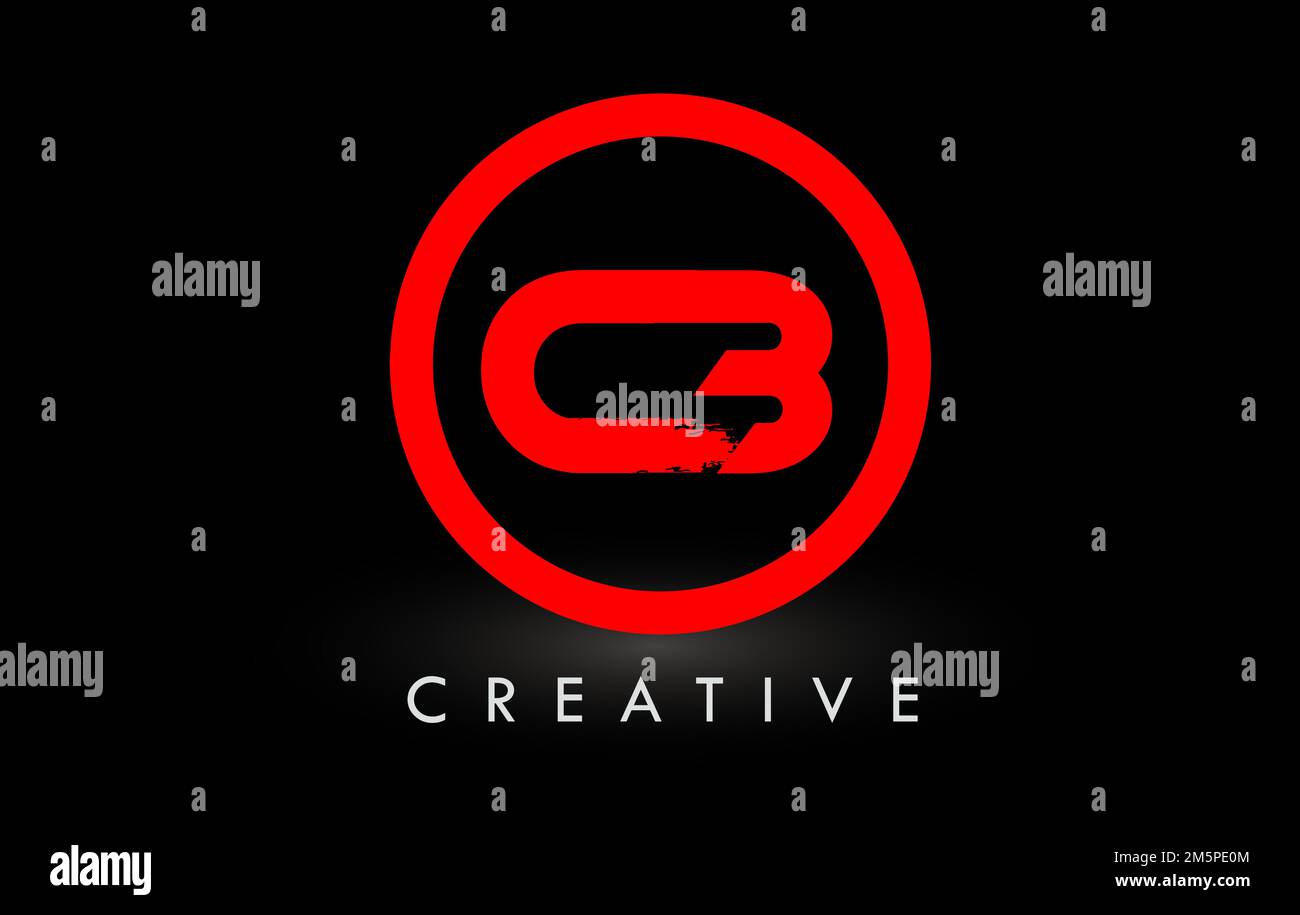 CB Brush Letter Logo Design with Red . Creative Brushed Letters Icon Logo Stock Vector Image ...