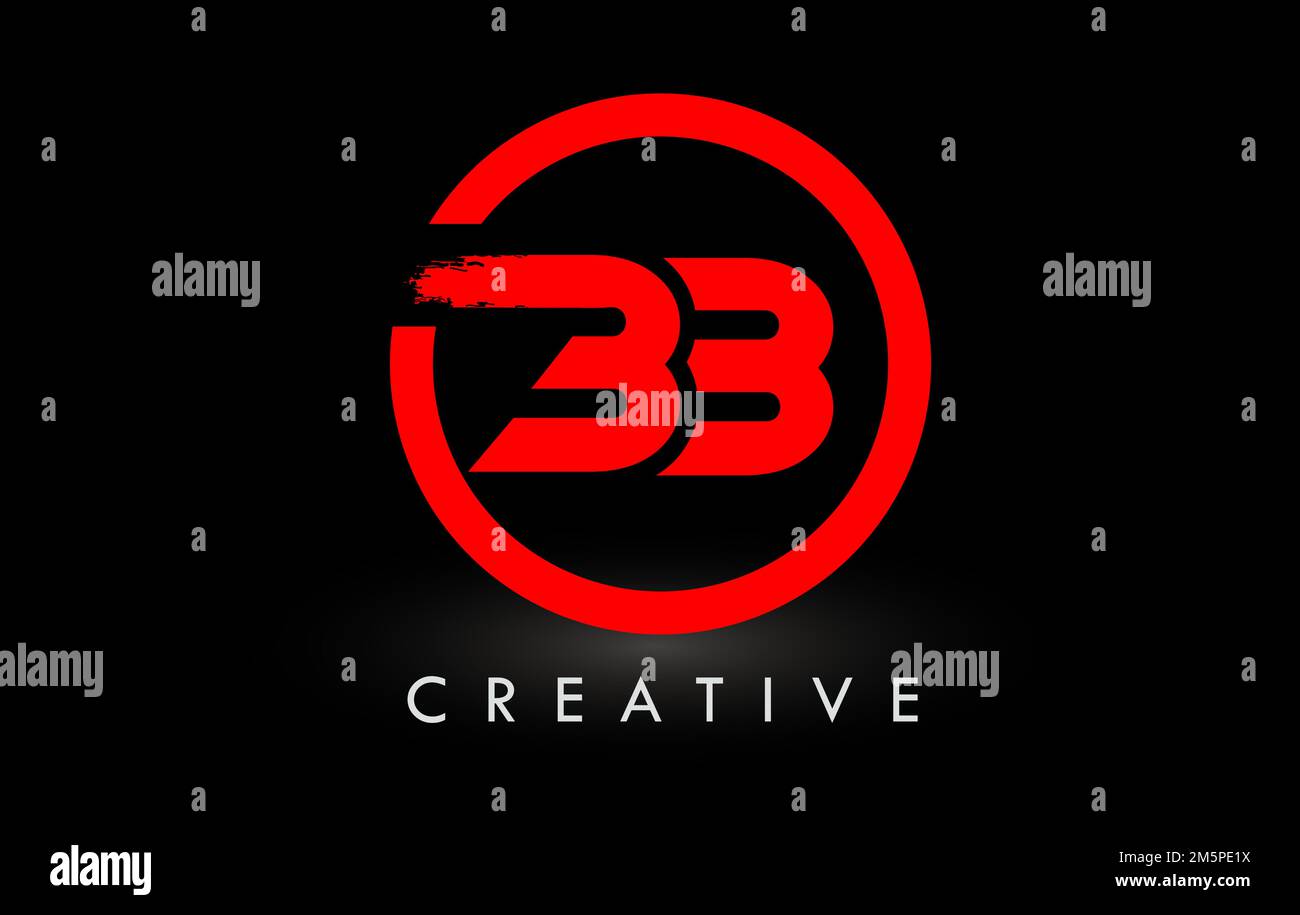 Red BB Brush Letter Logo Design with Circle. Creative Brushed Letters ...