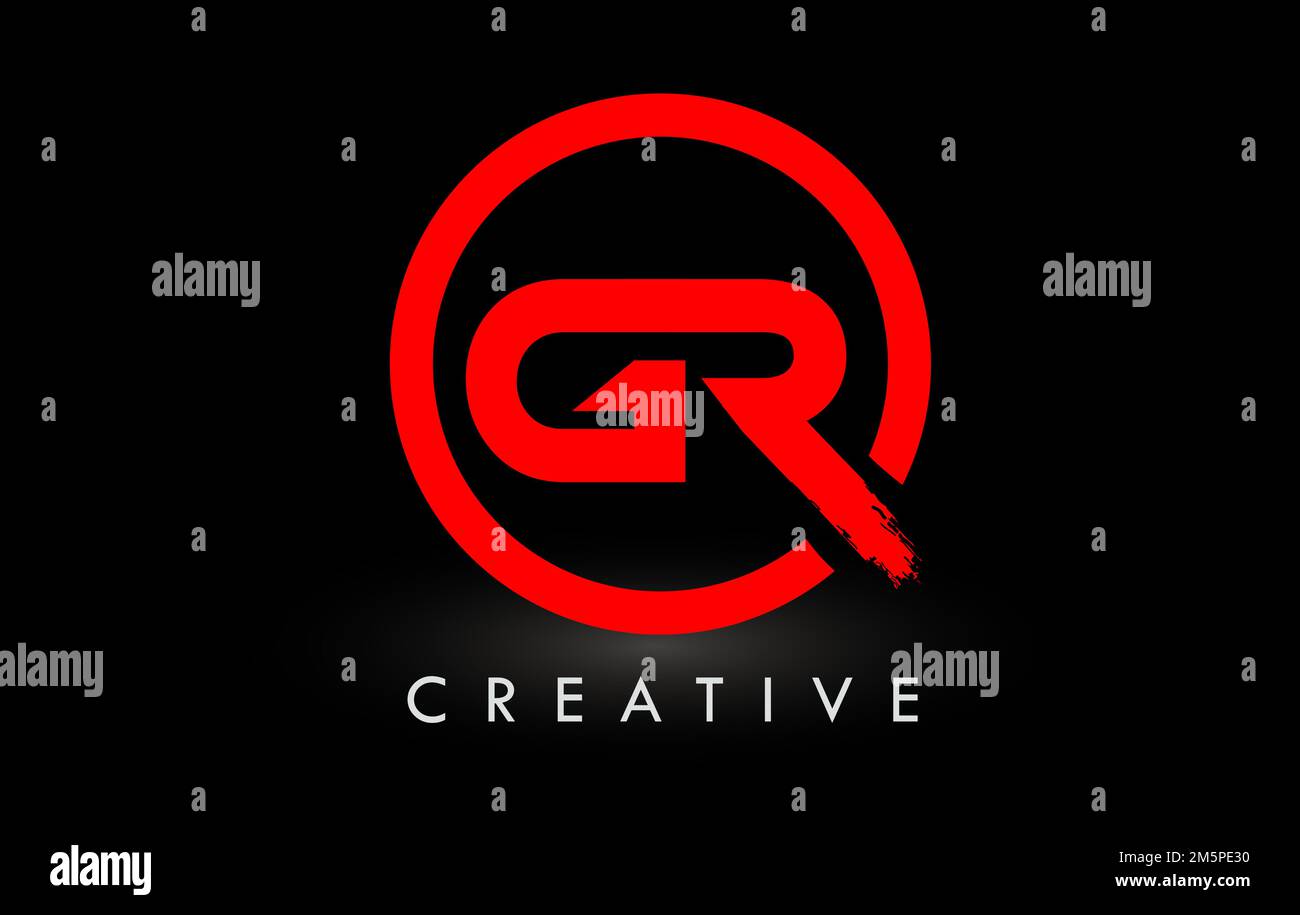GR Brush Letter Logo Design with Red Circle. Creative Brushed Letters ...