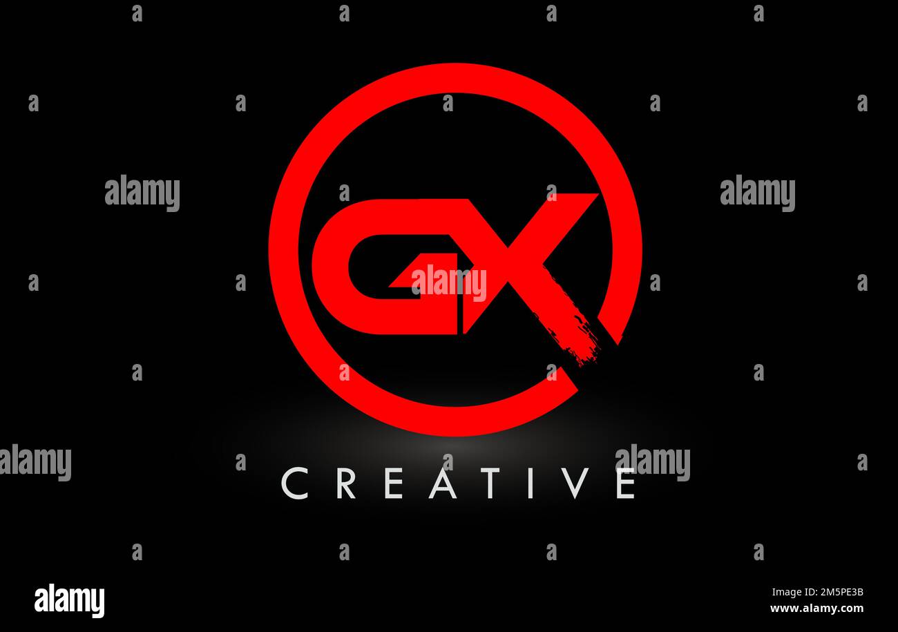 GX Brush Letter Logo Design with Red Circle. Creative Brushed Letters ...