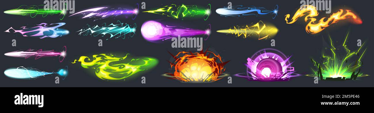 Space guns vfx effect, explosion, laser blasters with plasmic beams and ...