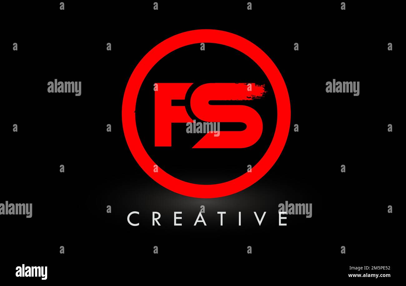 FS Brush Letter Logo Design with Red Circle. Creative Brushed Letters ...