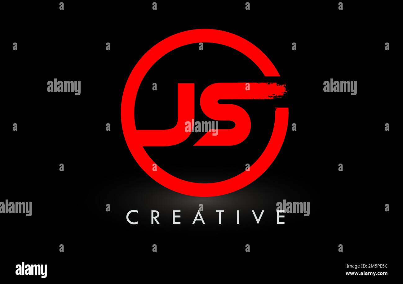 JS Brush Letter Logo Design with Red Circle. Creative Brushed Letters ...