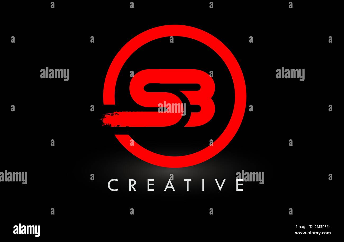 SB Brush Letter Logo Design with Red Circle. Creative Brushed Letters ...