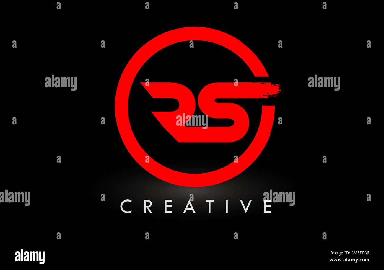 RS Brush Letter Logo Design with Red Circle. Creative Brushed Letters ...