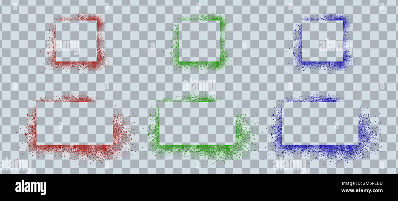 Spray paint frames, colour brush stencil graffiti borders square and ...