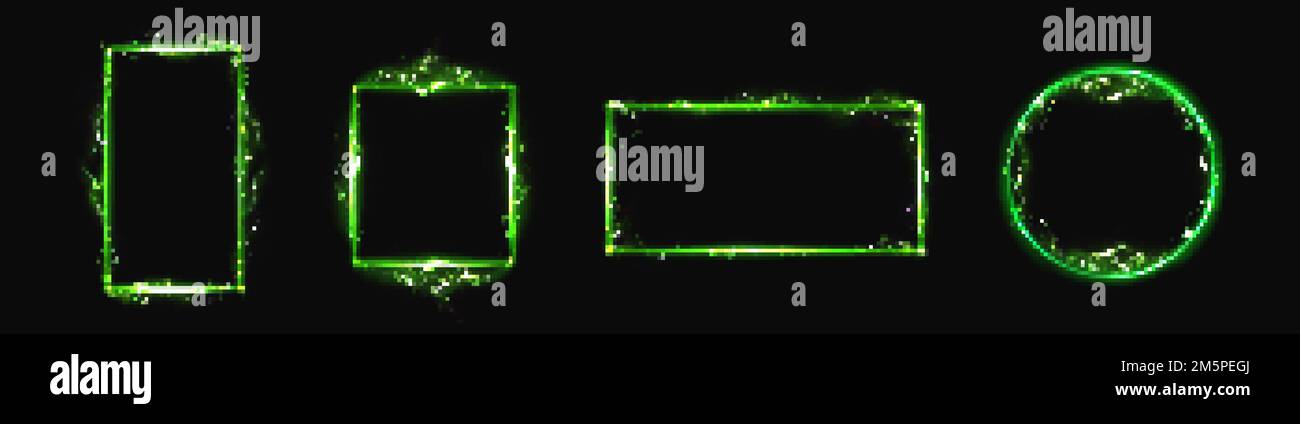 Electric lightning frames. Rectangle, square and circle borders with ...