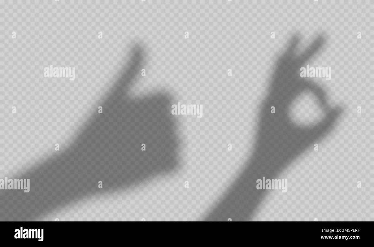 Hands shadows with thumb up and ok sign. Overlay effect of shade ...